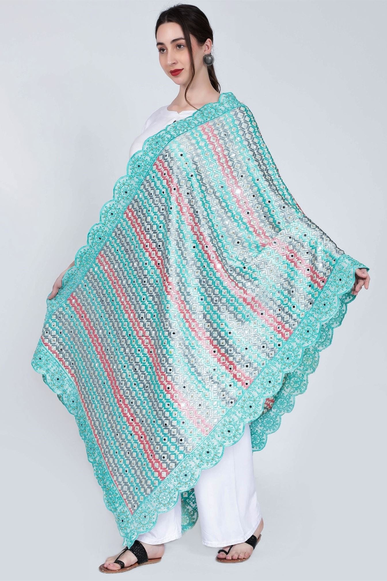 Buy Mirror Sheesha Work Heavy Phulkari Dupatta Online | PinkPhulkari ...