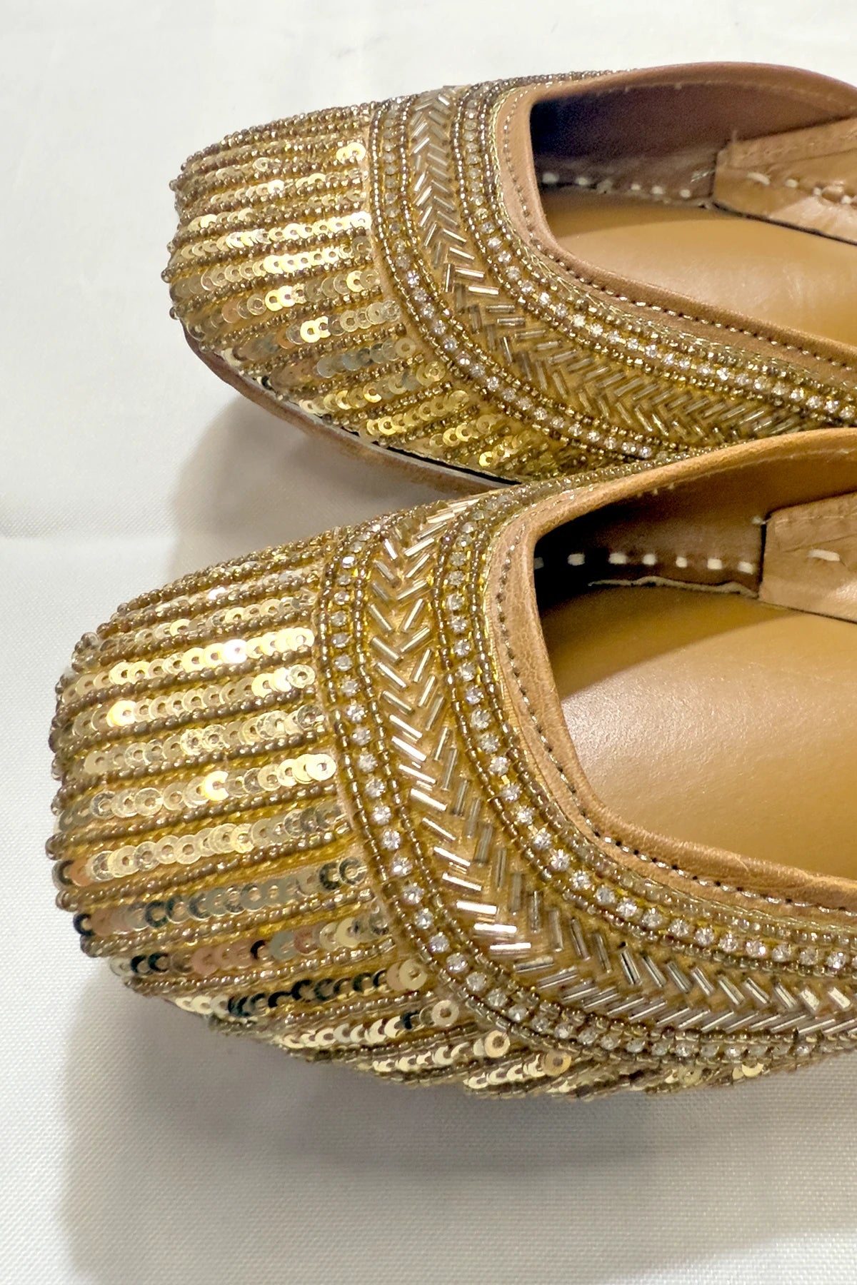 Buy Gold Sequin Embroidered Jutti Online | PinkPhulkari California